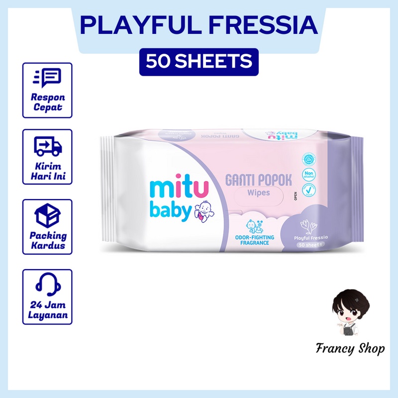 Jual Mitu Baby Antiseptic Wipes Playful Fressia Tisu Basah 50 sheets ...