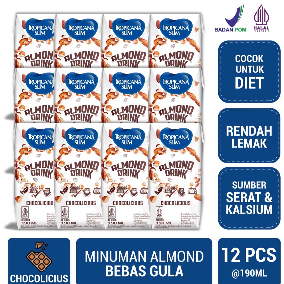 Jual Tropicana Slim Almond Drink Chocolicious 190ml (12 pcs) - Minuman Almond Cokelat Bebas Gula ...