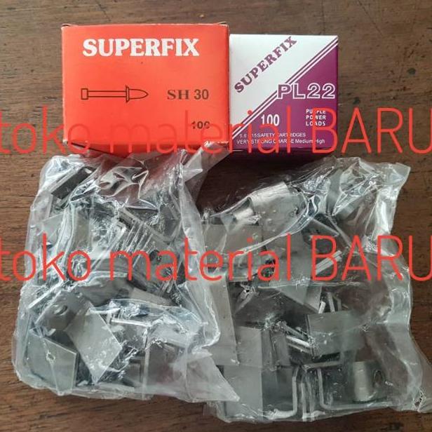 Jual Superfix paku ramset plus powerloads pl 22 dan angle clip 100 pcs | Shopee Indonesia