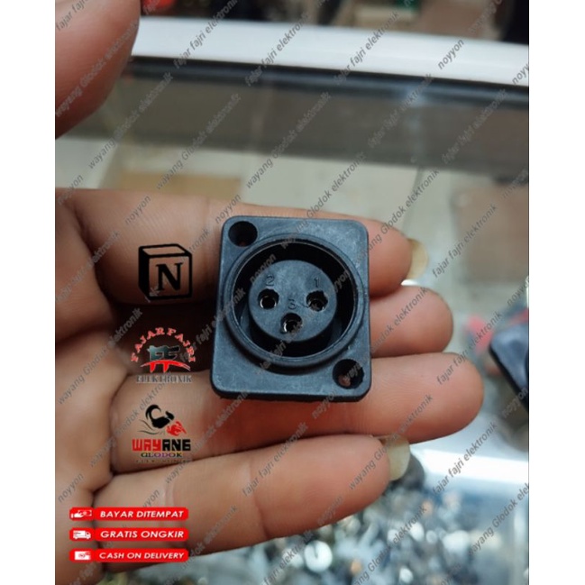 Jual Socket XLR Body hitam 3 pin lurus socket canon Female | Shopee ...