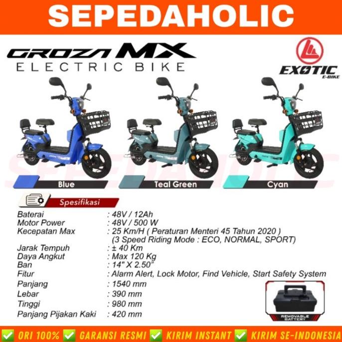 Jual Sepeda Listrik EXOTIC GROZA MX 500 Watt Removable Battery ...