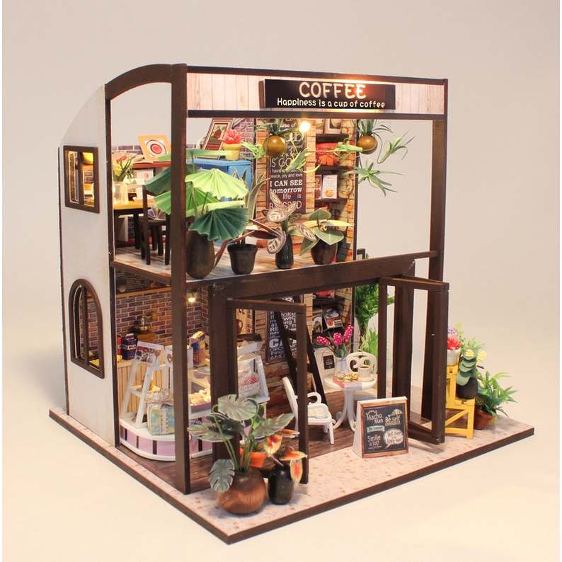 Jual DIY miniature coffee shop M027 doll house puzzle miniature café ...