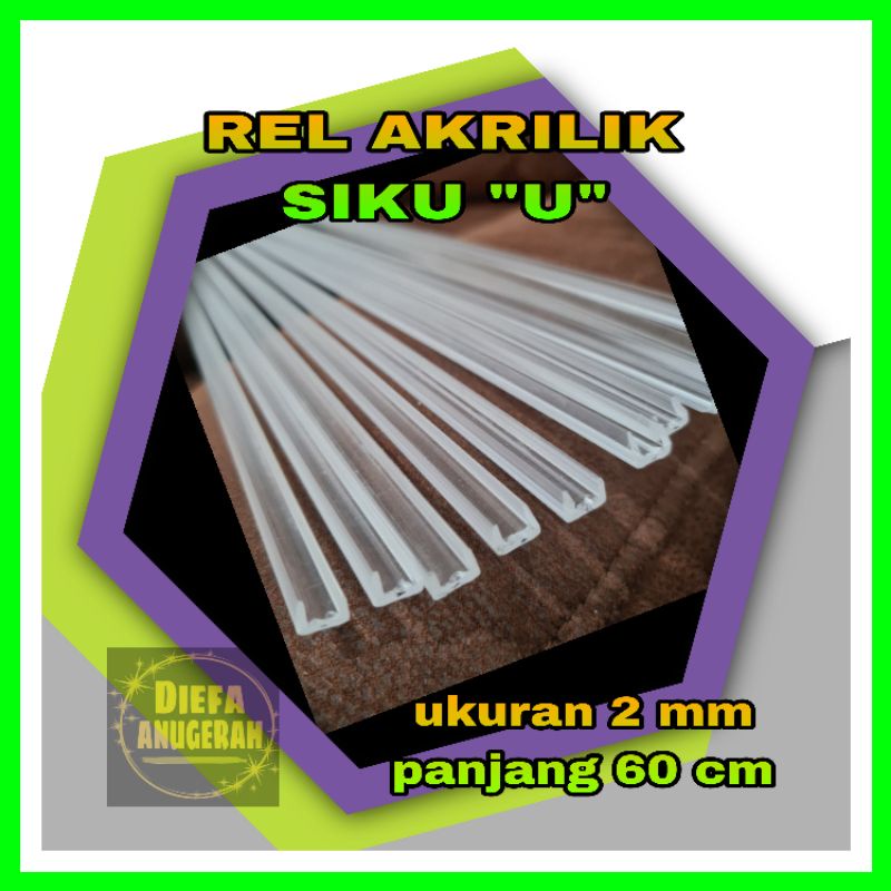 Jual Akrilik rel siku U 2mm 60cm/Siku U rel akrilik 2mm | Shopee Indonesia