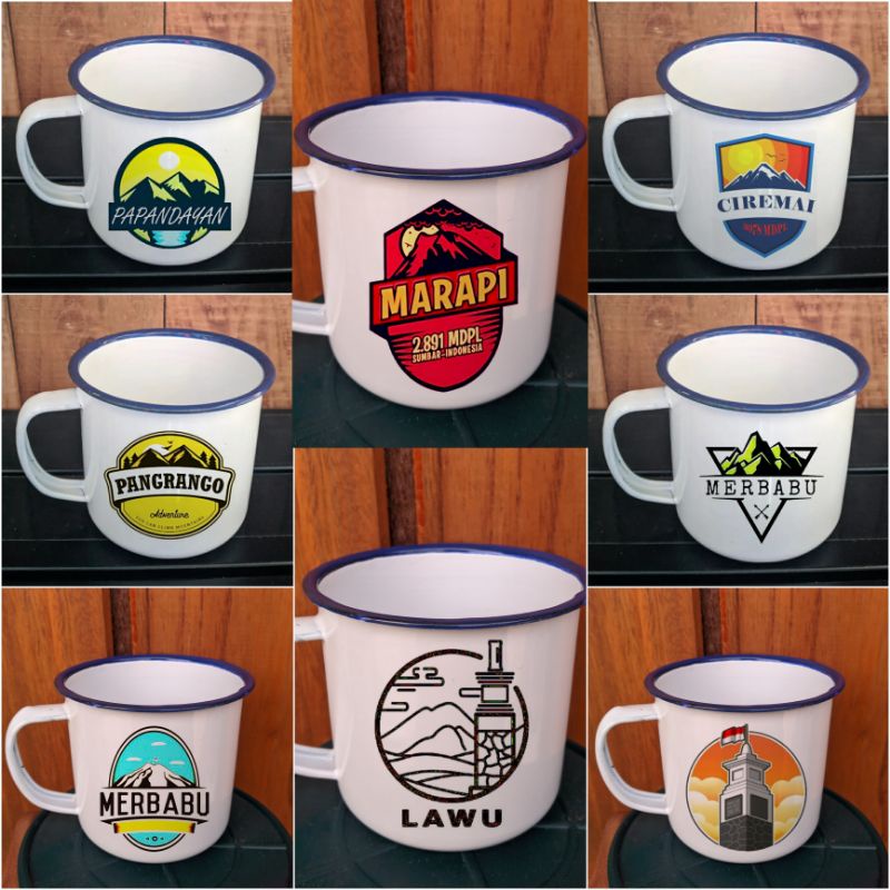 Jual Cangkir Mug Enamel 7cm Decal Sovenir Gunung Papandayan Merapi ...