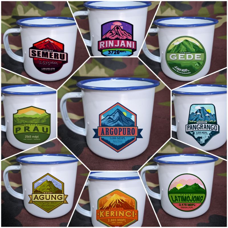 Jual Cangkir Mug Kaleng Desain Gunung Souvenir Gede Latimojong Kerinci ...