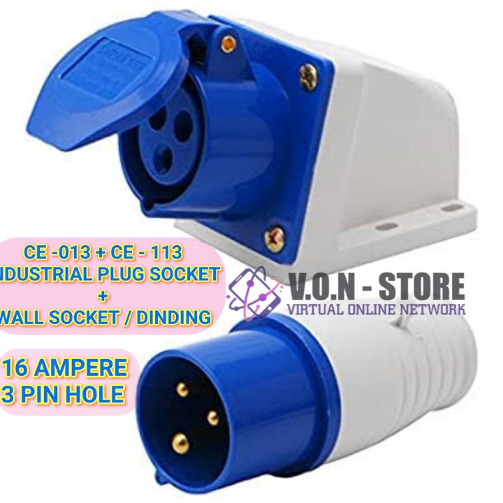 Jual Jual INDUSTRIAL PLUG MOUNTING MALE + WALL SOCKET / DINDING FEMALE ...