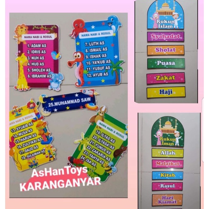 Jual BIG SALE Rukun Islam,Rukun Iman,Nama Nabi Rosul,Hiasan Dinding ...