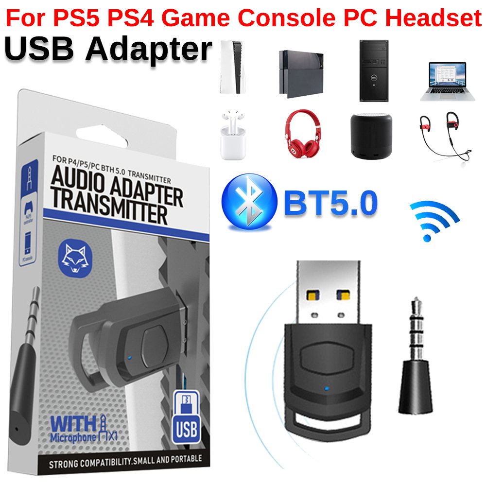 Jual &Wireless Game Audio Headphone Adapter Receiver for PS5 PS4 Game ...