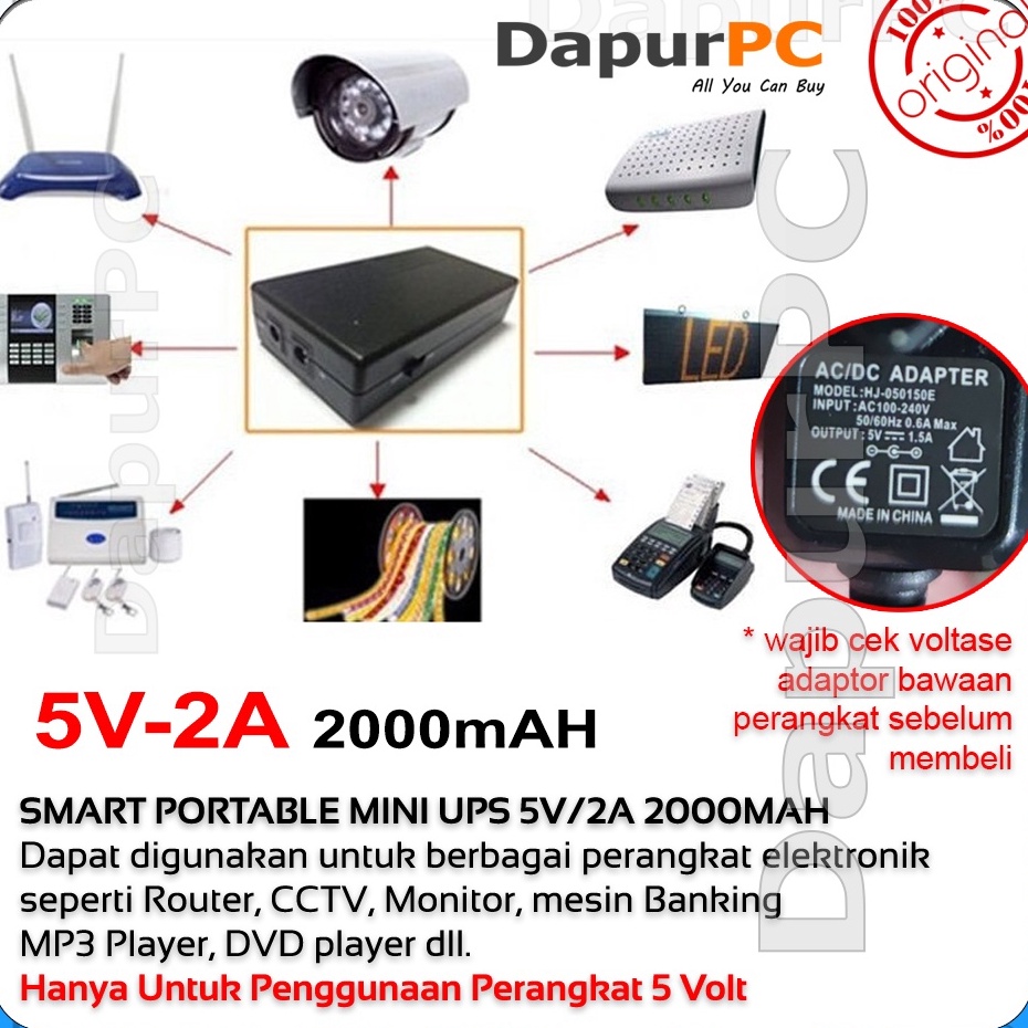 Jual BIG PROMO BELI 3 FREE MINI GOLD Portable Smart Mini UPS 5V/2A 2000mAh | Shopee Indonesia