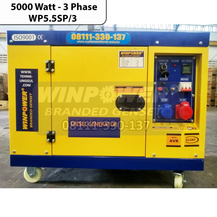 Jual Genset Silent Solar Winpower 5000 Watt 3 Phase - Jenset 5 Kva 3 ...
