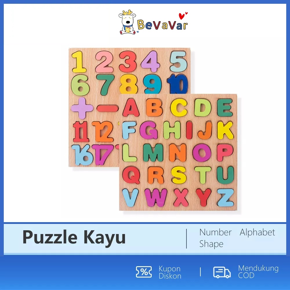 Jual BEVAVAR Puzzle ABC and Puzzle 123 Puzzle Geometri Anak Belajar ...