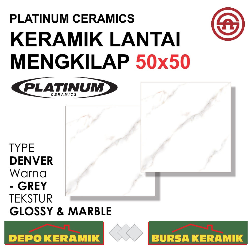 Jual Keramik Lantai Mengkilap 50x50 DOMINIC GREY -PLATINUM- Glossy ...