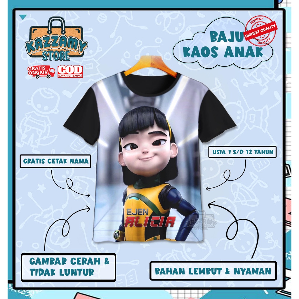 Jual Baju Kaos Anak 3D Kaos Anak Anime Ejen Alicia v6 Baju Anak Ejen ... Jual Baju Kaos Anak 3D Kaos Anak Anime Ejen Alicia v6 Baju Anak Ejen ...