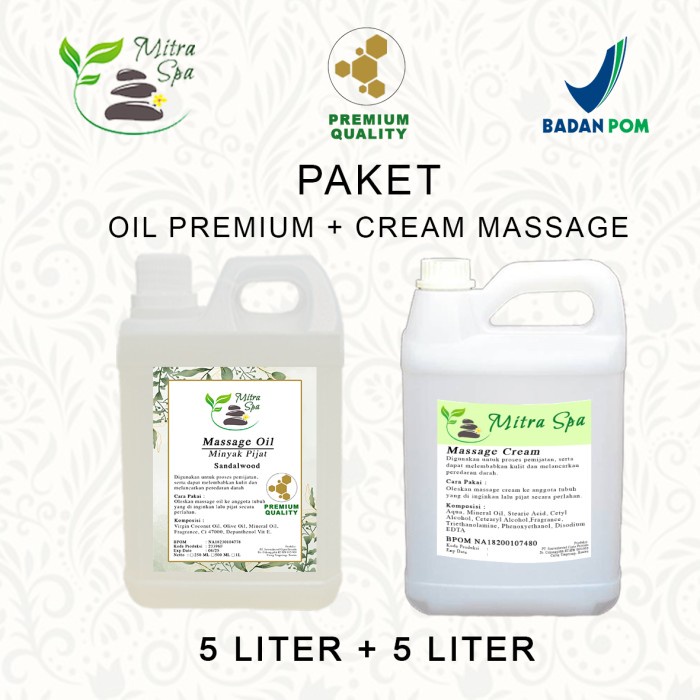Jual PAKET 5 Liter Oil Massage & 5 KG Cream Massage Pijat Urut SPA ...