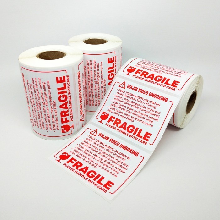 Jual Stiker Label Fragile Video Unboxing Sticker 6 x 8 cm (1 roll/ 300 ...