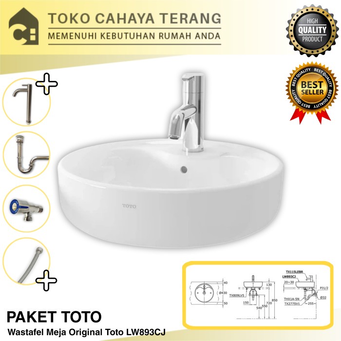 Jual Paket Wastafel Toto Meja LW893J Komplit / Wastafel Toto / Wastafel ...