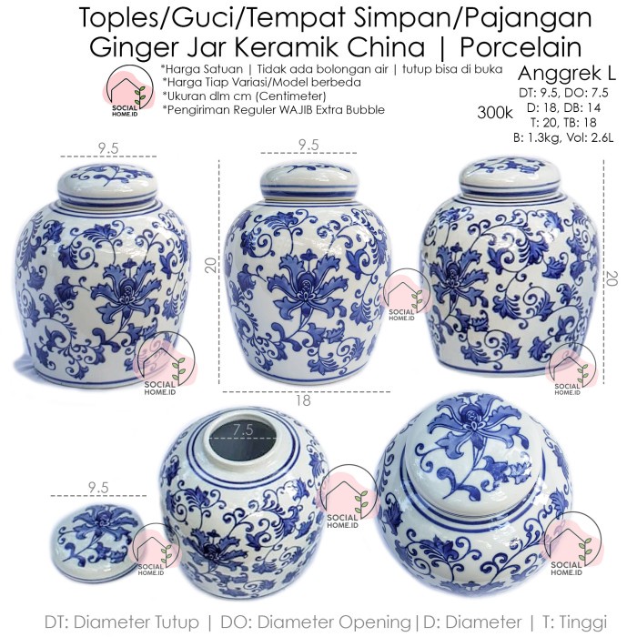 Jual Toples Guci Tochin Keramik China Porcelain Porselain Biru Uk ...