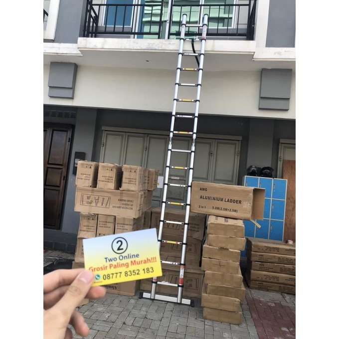 Jual Tangga Lipat Aluminium Teleskopik 5M Double Telescopic Ladder 5 ...