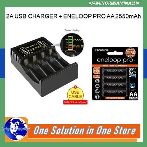 Jual Paket Eneloop Pro + 2A Usb Charger Aa / Aaa For Enelop Baterai ...
