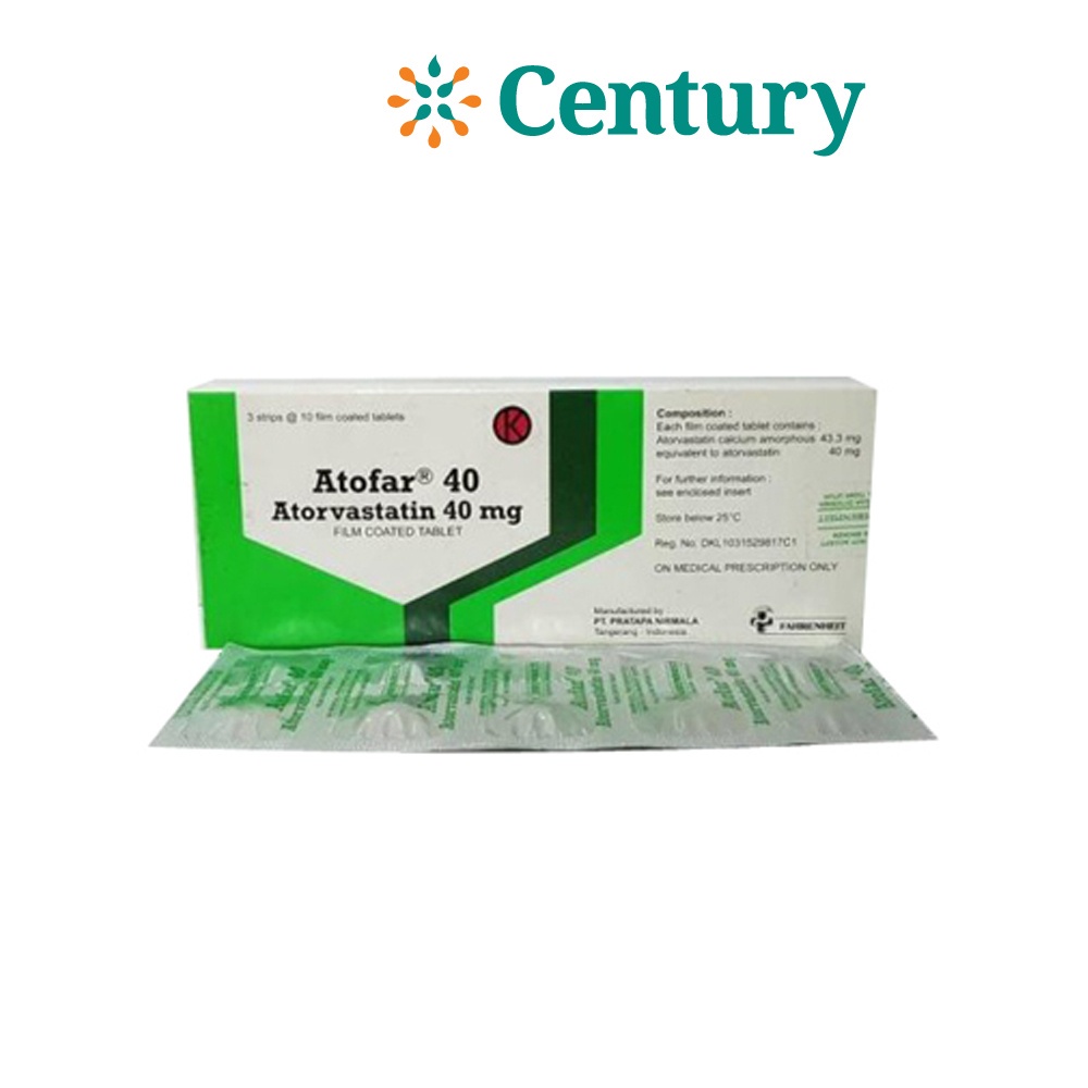 Jual ATOFAR 40 TAB STRIP ISI 10 TABLET / ATORVASTATIN / OBAT KOLESTEROL ...
