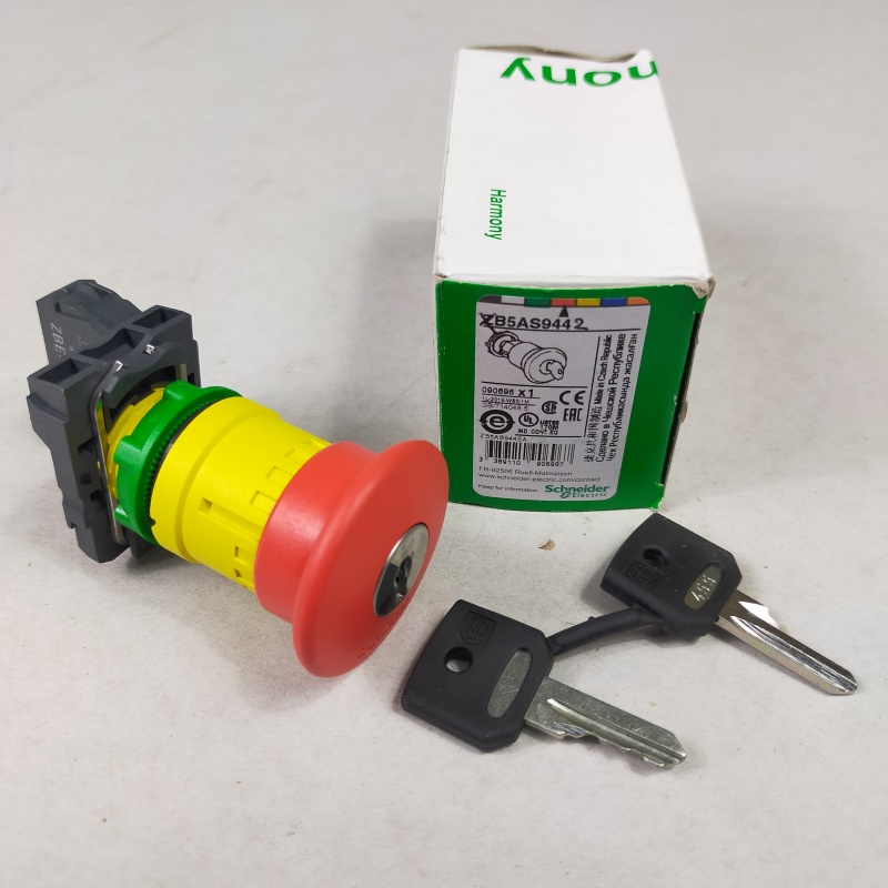 Jual Schneider XB5AS9442 Emergency Stop Red 40mm Off Latch Key Release 1NC | Shopee Indonesia