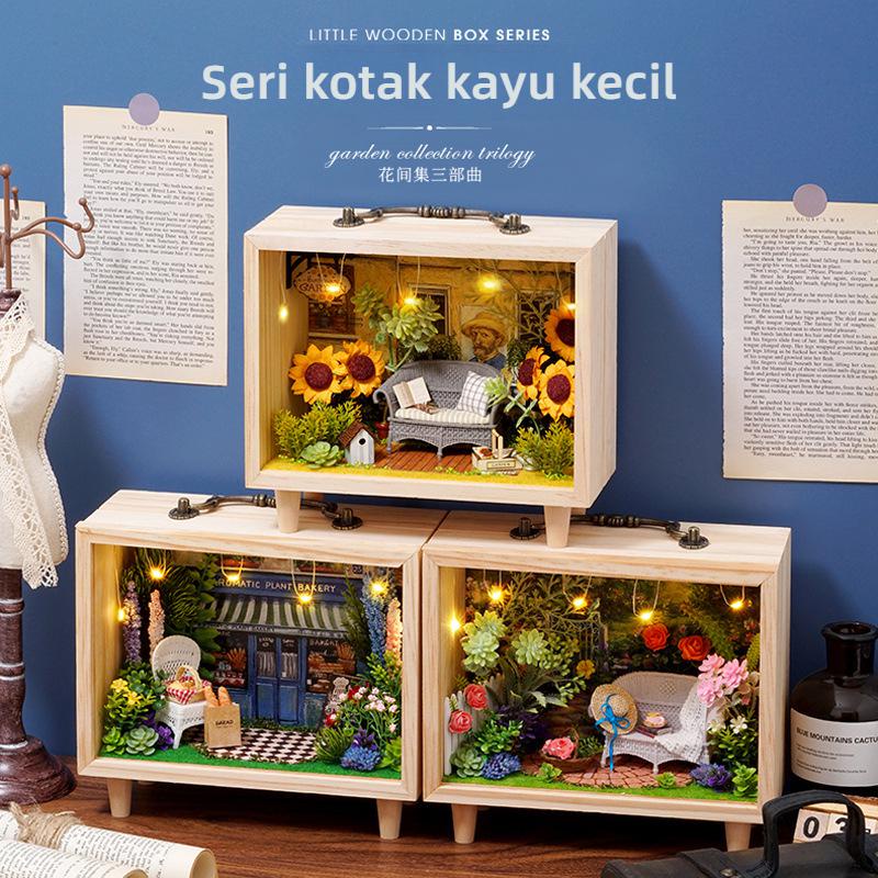 Jual Kotak Kayu Kecil Rakitan Tangan Kreatif Pondok DIY Baru Kotak ...