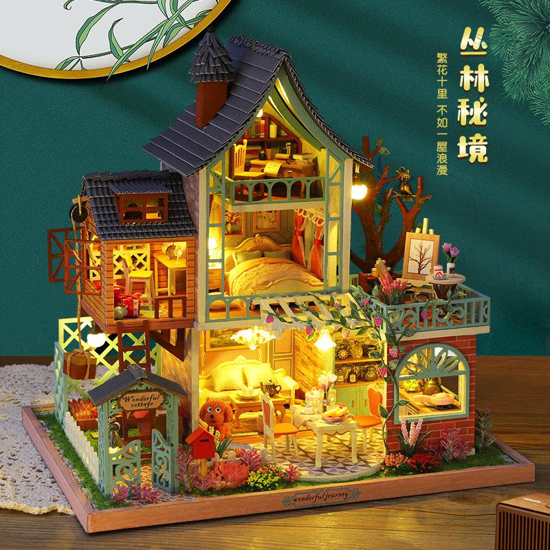 Jual Pondok DIY Baru Rahasia Hutan Kayu Rakitan Tangan Model Bangunan ...