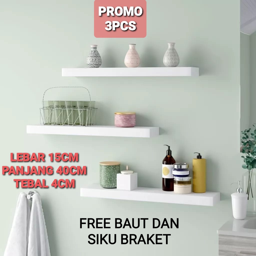 Jual rak dinding tempel ambalan dinding melayang lebar 15cm panjang ...