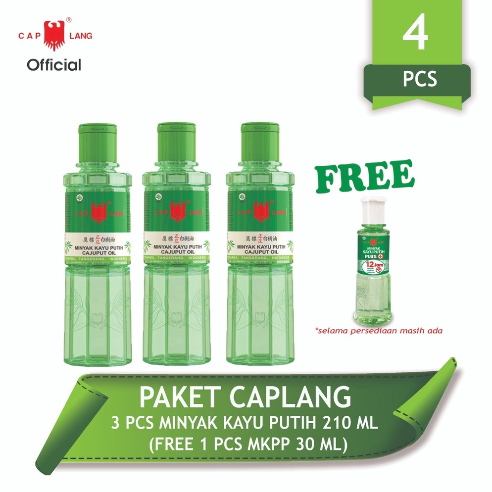 Jual New Stock Cap Lang Paket 3 MKP 210ml Free Kayu Putih Plus 30ml | Shopee Indonesia