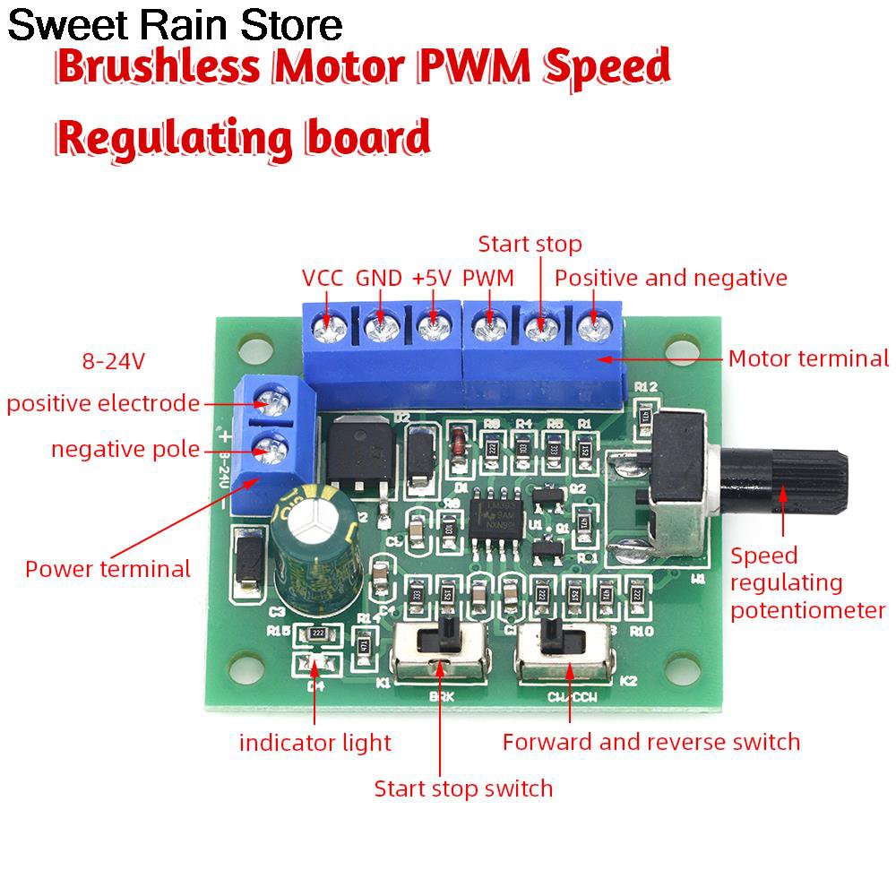 Jual &PWM Speed Controller Brushless DC Motor Driver Board Regulator ...