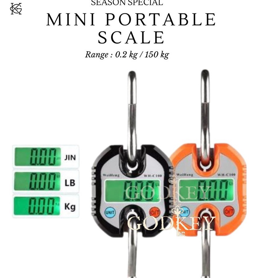 Jual LANGSUNG ATC WEIHENG WH-C100 Timbangan Digital 150 KG Gantung Koper Barang LED Mini Smart ...