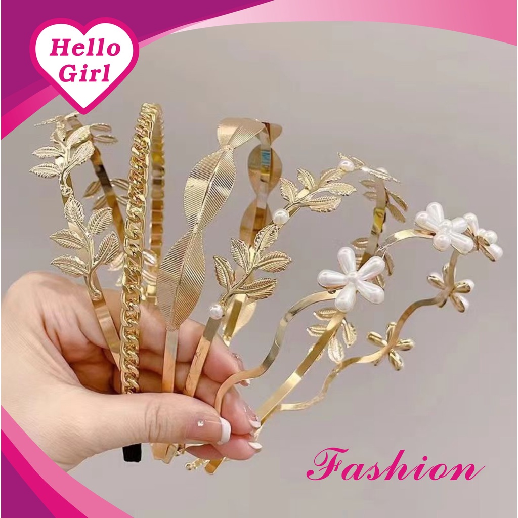 Jual (Hello Girl)B84 Bando Elegant Headband Motif Daun Metal Gaya Korea ...