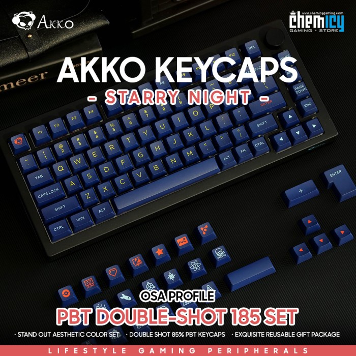 Jual Akko Starry Night Pbt Double Shot Keycaps 185 Set Osa Profile ...