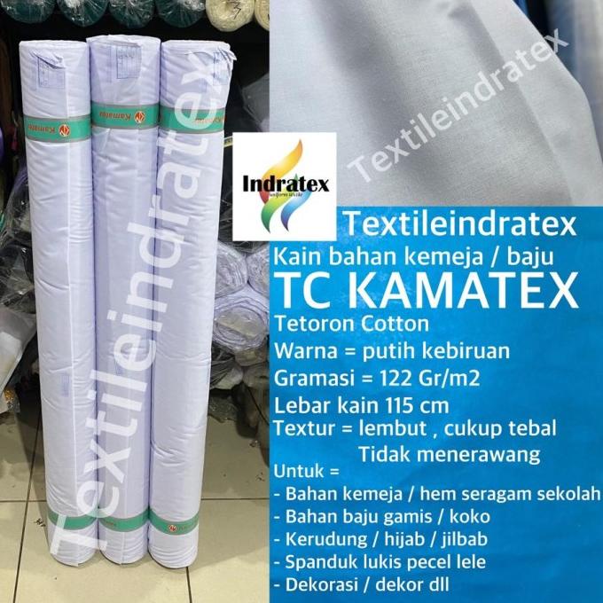 Jual HARGA SPESIAL BAHAN KAIN KATUN PUTIH POLOS TC KAMATEX BAJU SERAGAM ...