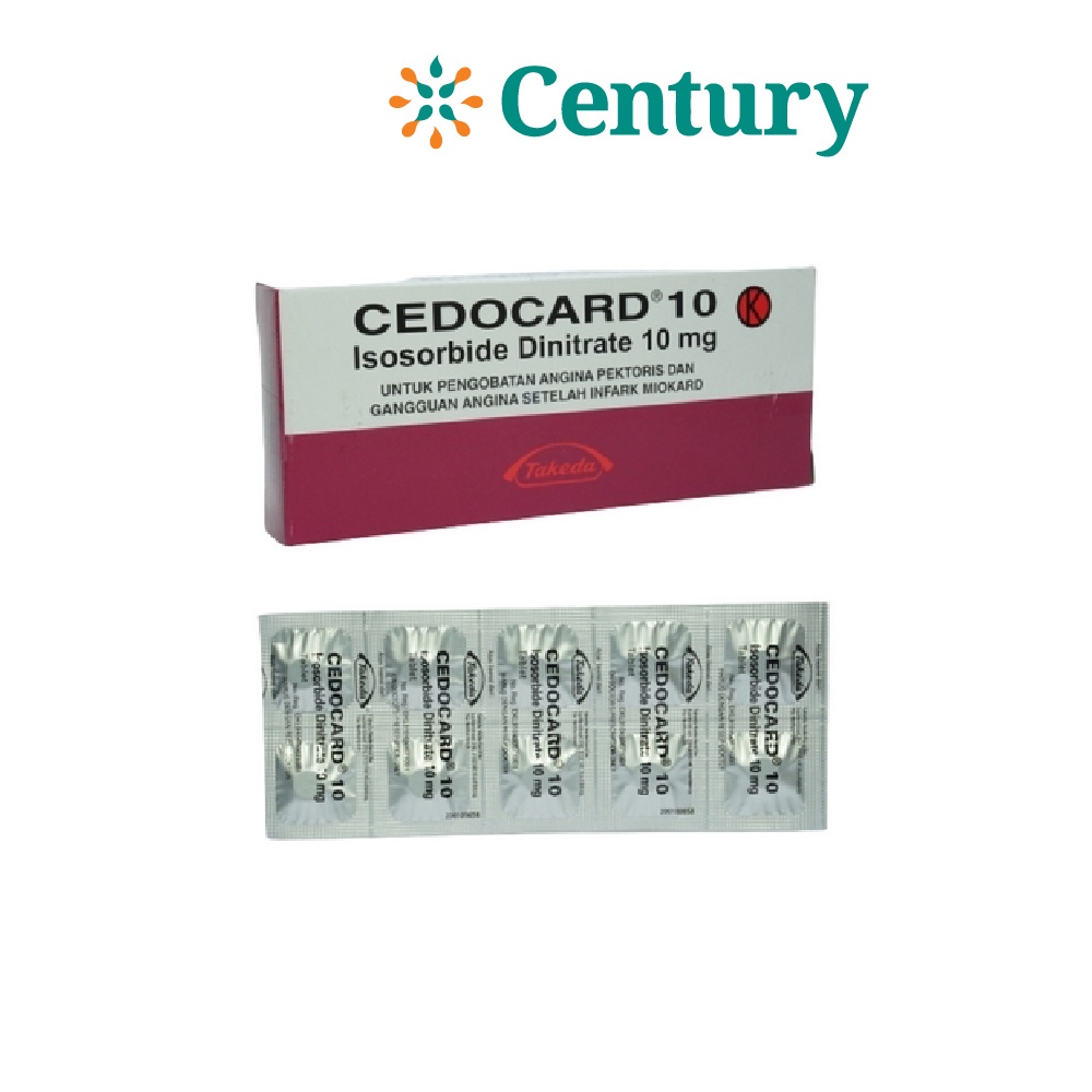 Jual CEDOCARD 10 MG 1 STRIP 10 TABLET / ISOSORBIDE/SESAK/JANTUNG/NYERI ...