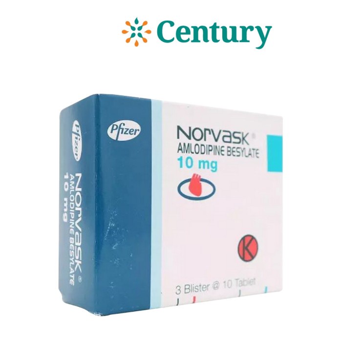Jual NORVASK 10 MG 1 STRIP ISI 10 TABLET / AMLODIPIN / HIPERTENSI ...