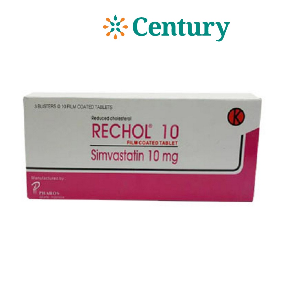 Jual RECHOL 10 MG 1 STRIP ISI 10 TABLET / SIMVASTATIN / KOLESTEROL ...
