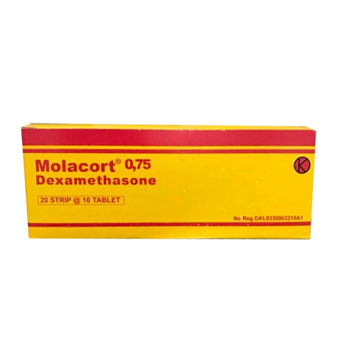 Jual MOLACORT 0,75 MG 1 STRIP 10 TABLET/DEXAMETHASONE/OBAT RADANG ...
