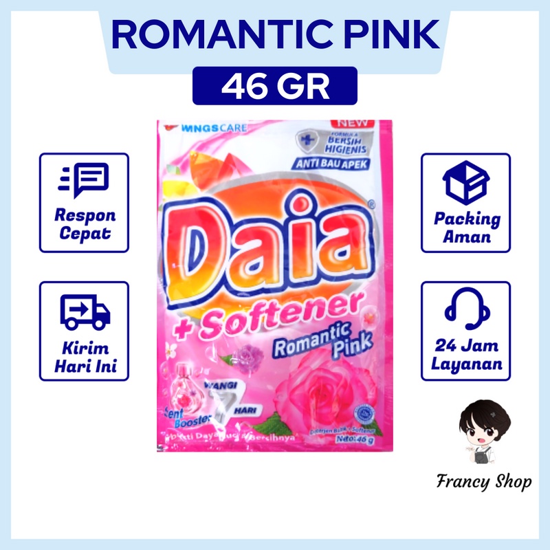 Jual Daia + Softener Romantic Pink Deterjen Bubuk Sachet 46gr | Shopee Indonesia