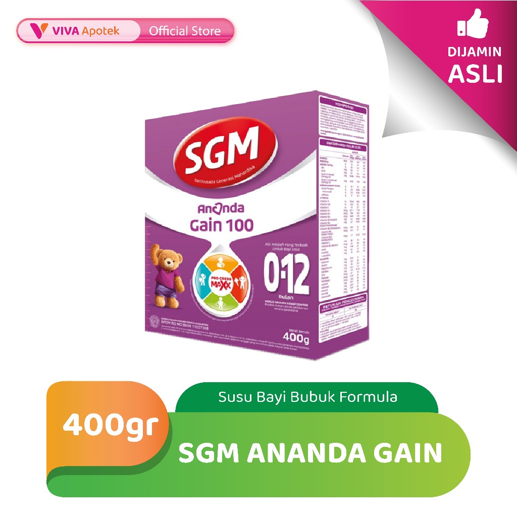 Jual Sgm Ananda Gain 100 Susu Formula Khusus Usia 0-12 Bulan (400 Gram ...