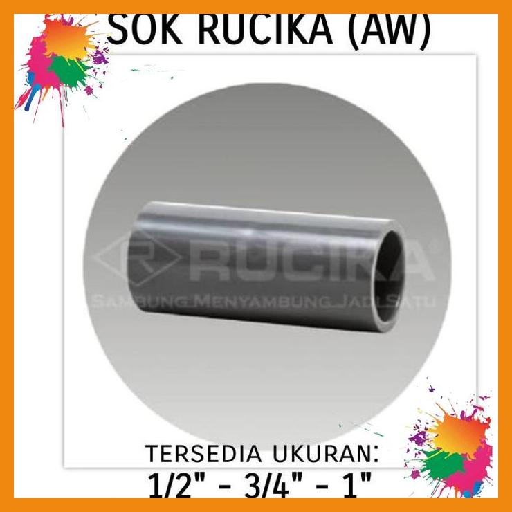 Jual sok 1/2" 3/4" 1" inch rucika aw socket shock sock sambungan lurus ...