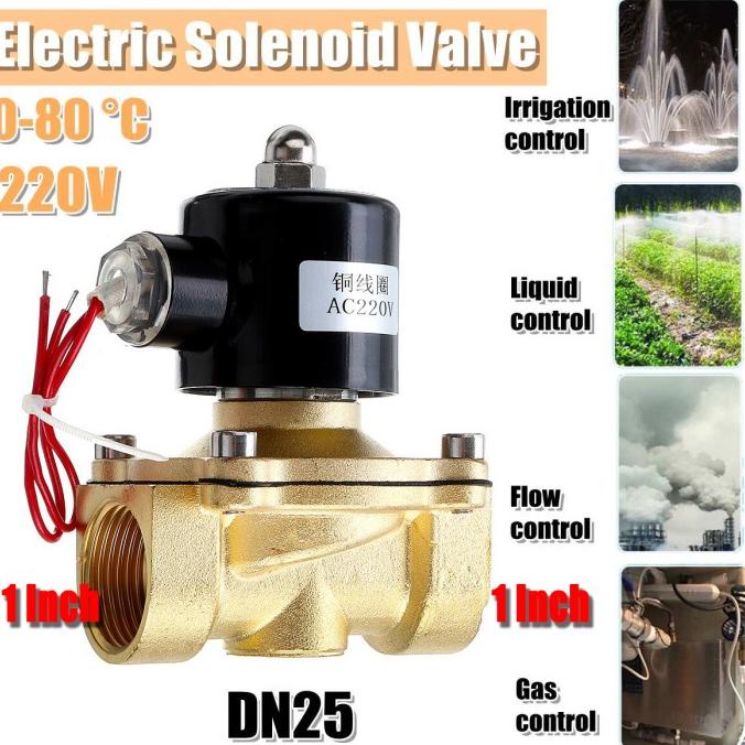 Jual Selenoid Valve 2 Way 1 Inch Selenoid Water Valve Kran Elektrik ...