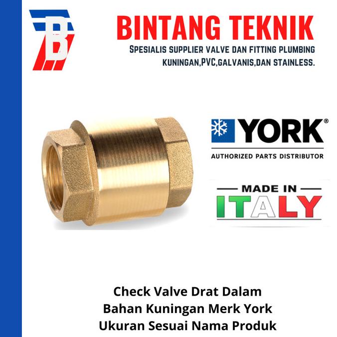 Jual Check Valve 1" Inch Kuningan Merk York Italy | Shopee Indonesia