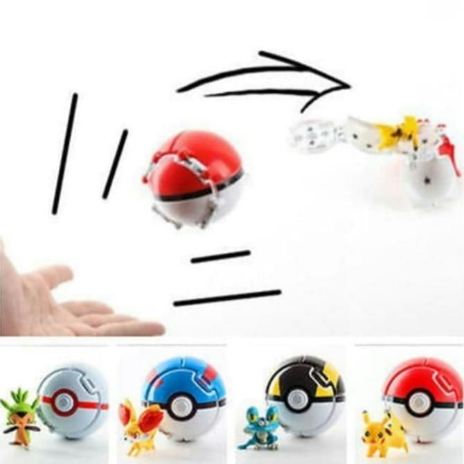 Jual MAINAN BOLA POKEMON LEMPAR / POKEBALL / POKEMON BALL ACTION FIGURE ...