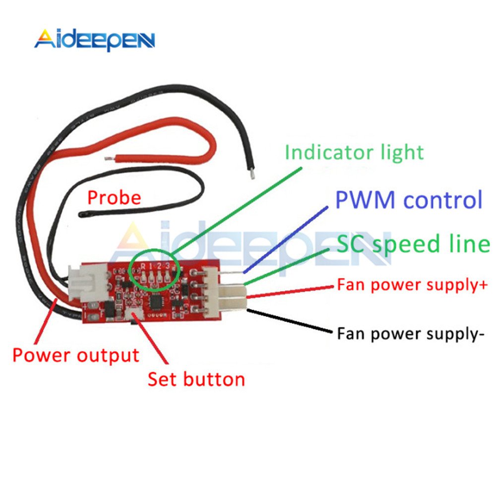 Jual &DC 12V PWM Fan ON/OFF Switch Temperature Detector Probe Controller 4-Wire Temperature Fan ...