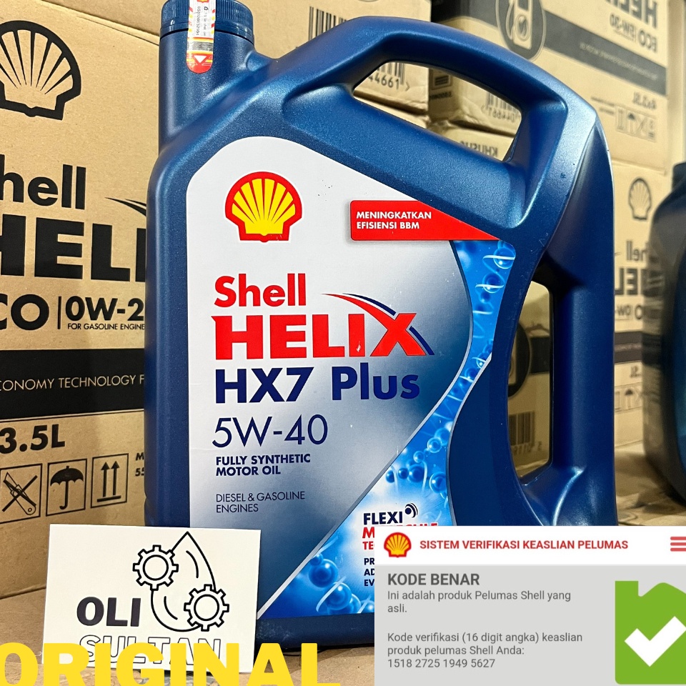 Jual TERPERCAYA SHELL HELIX HX7 PLUS 5W-40 4L GALON | BARCODE HIJAU ...