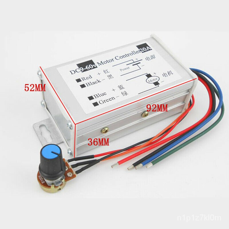 Jual &DC 9V-60V 12V 24V 20A 25KHZ PWM Motor Speed Controller Governor ...