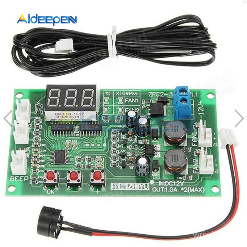 Jual &DC 12V 3 Wire 2 Channel LED Digital Thermostat Fan Temperature ...