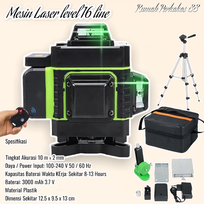 Jual Laser Level 16 Lines Mesin Self Leveling 4D 16 line green with ...