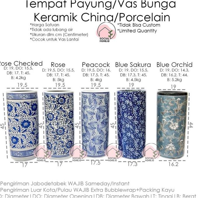 Jual Tempat Payung Vas Bunga Lantai Keramik China Porcelain Porselen u | Shopee Indonesia